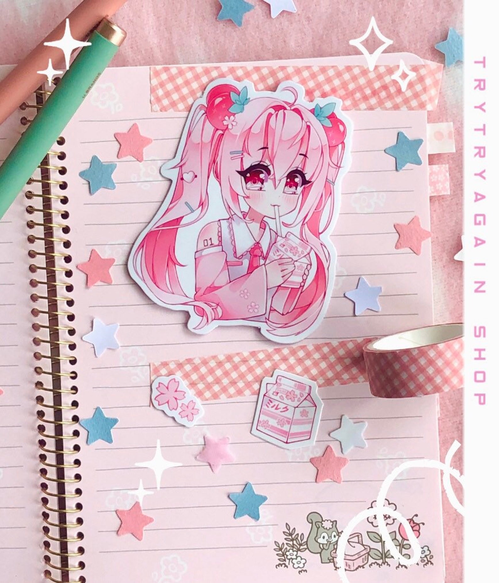 Cute Sakura Miku Waterproof Vinyl Sticker Pack Kawaii Anime - Etsy