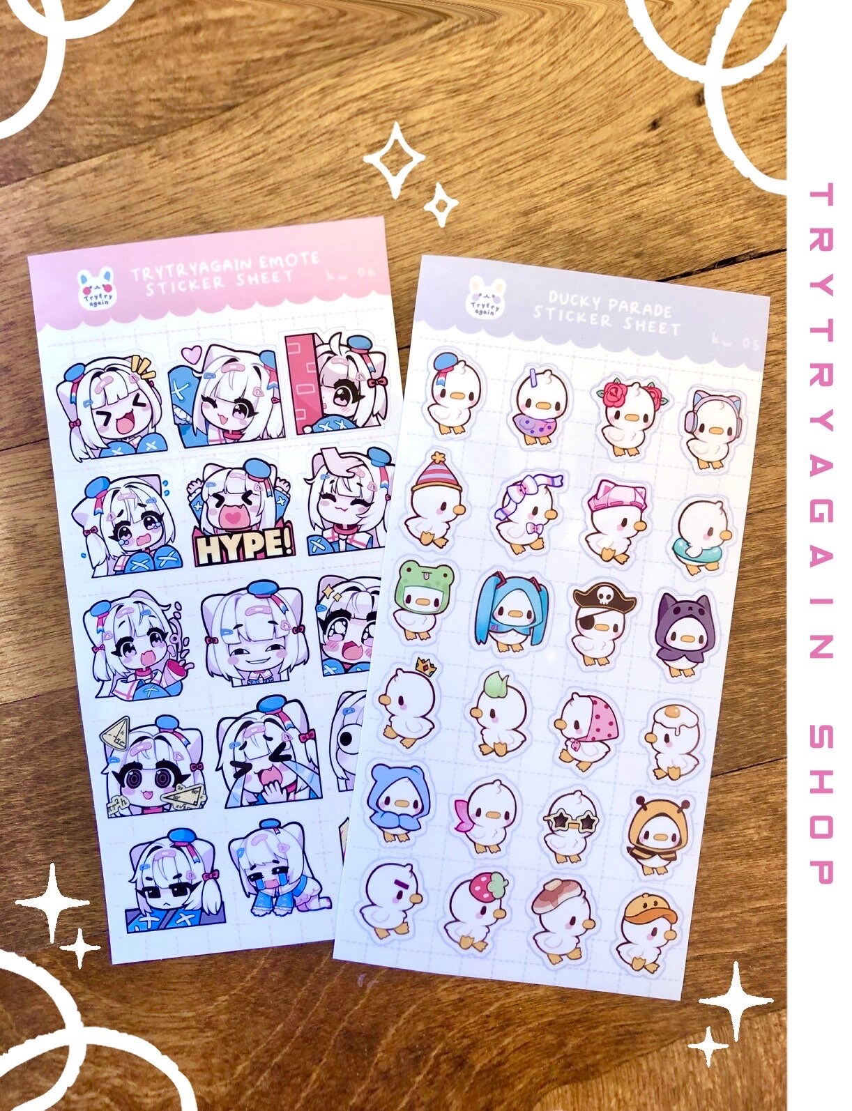 Trytryagain Chibi Vtuber Emote Sticker Sheet - Bujo Bullet Journal and ...