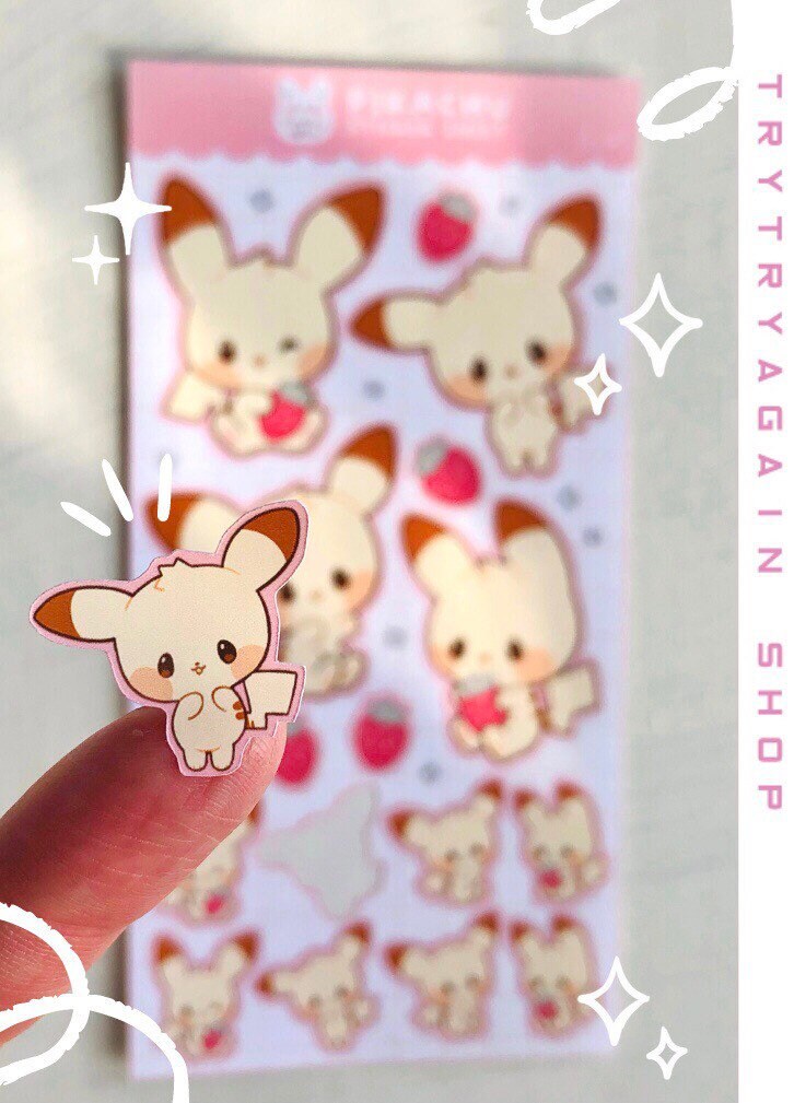 Strawberry Pikachu Glossy Sticker Sheet Bujo Bullet Journal | Etsy