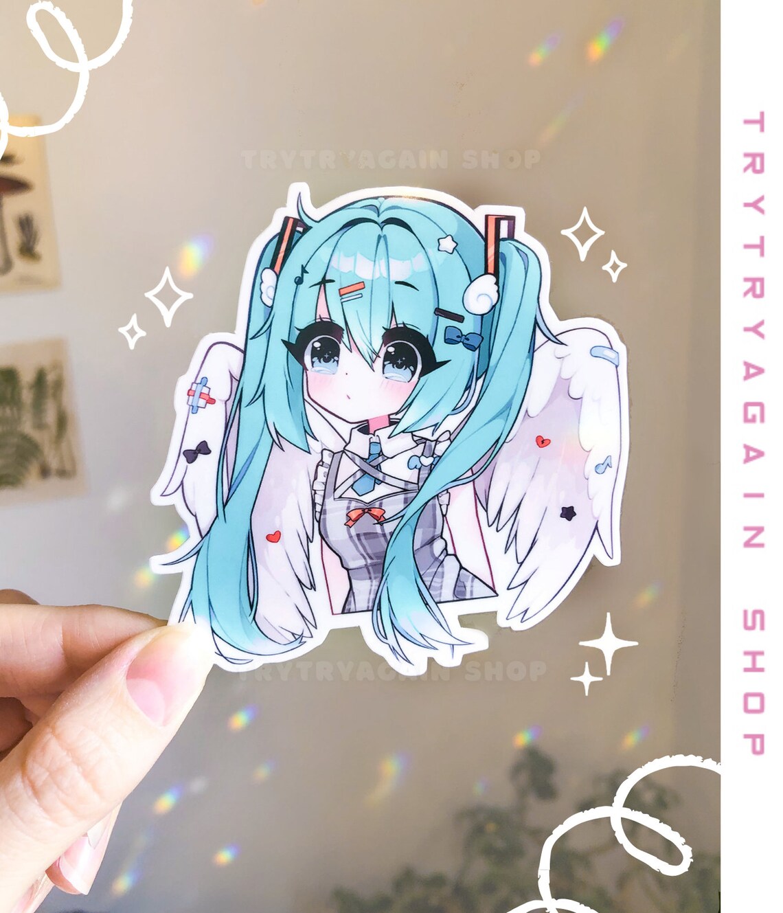 Angel Miku Waterproof Vinyl Sticker Pack Kawaii Anime Girl - Etsy