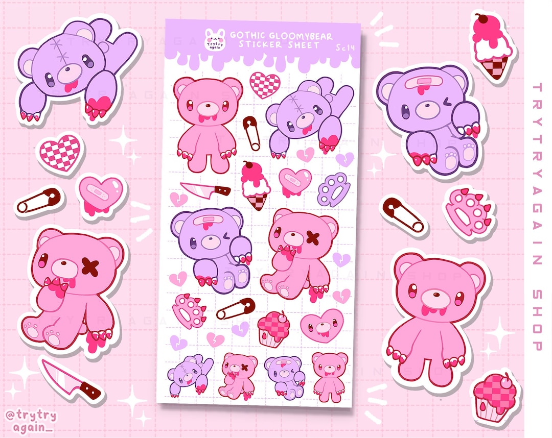 Gloomy Bear Sticker Sheet: Emo Kawaii Stickers for Journaling - Etsy