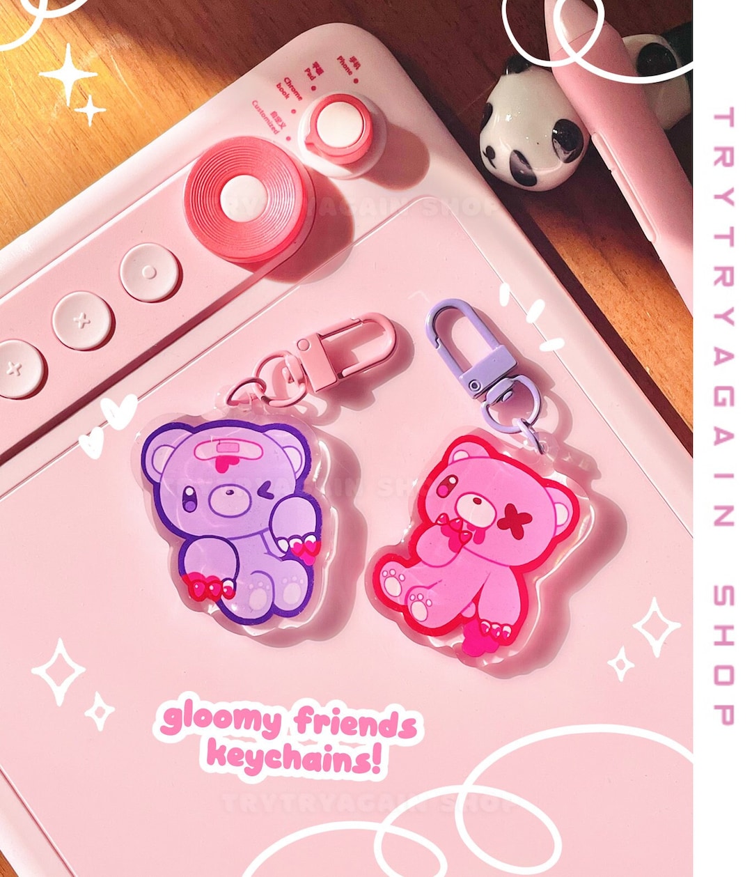 Gloomy Friends Keychains! Cute Emo Bear 2 Inch Clear Acrylic Keychains ...