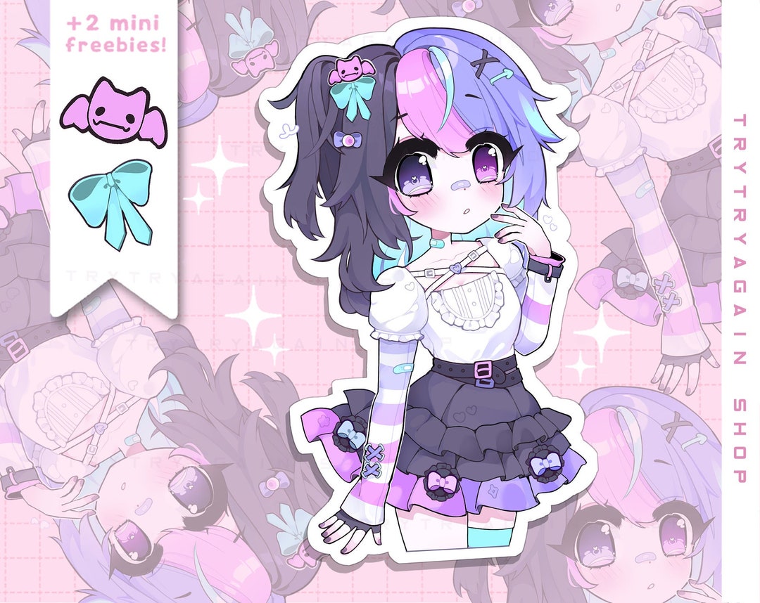 Emo Mika Scene Gothic Anime Girl Waterproof Vinyl Sticker Pack - Kawaii ...