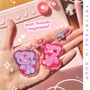 Gloomy Friends Keychains! Cute Emo Bear 2 Inch Clear Acrylic Keychains ...