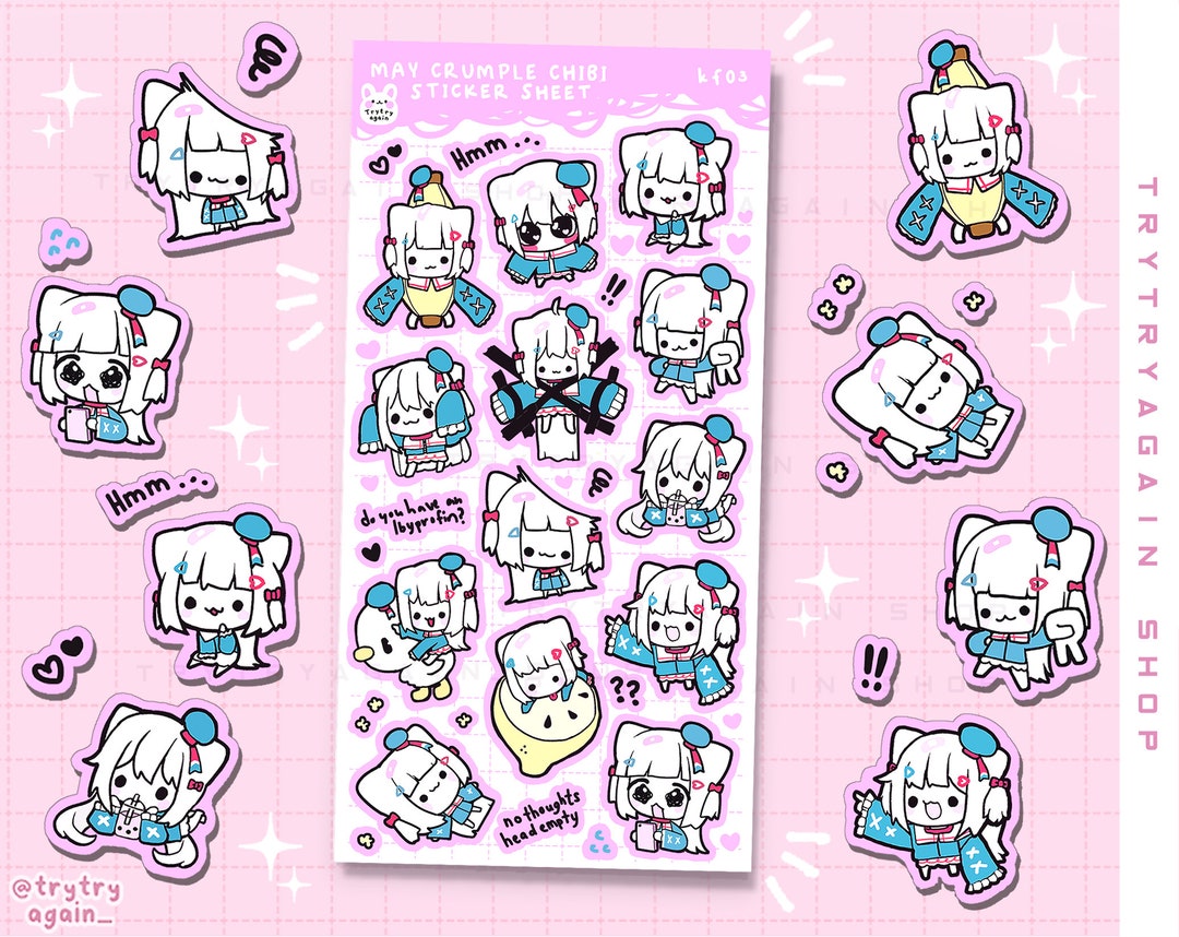 Meme Crumple Chibi Silly Vtuber Sticker Sheet - Bujo Bullet Journal and ...