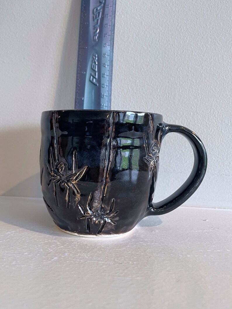 Black Handmade Ceramic Pottery Coffee Tea Mug With Handle With Spider ...