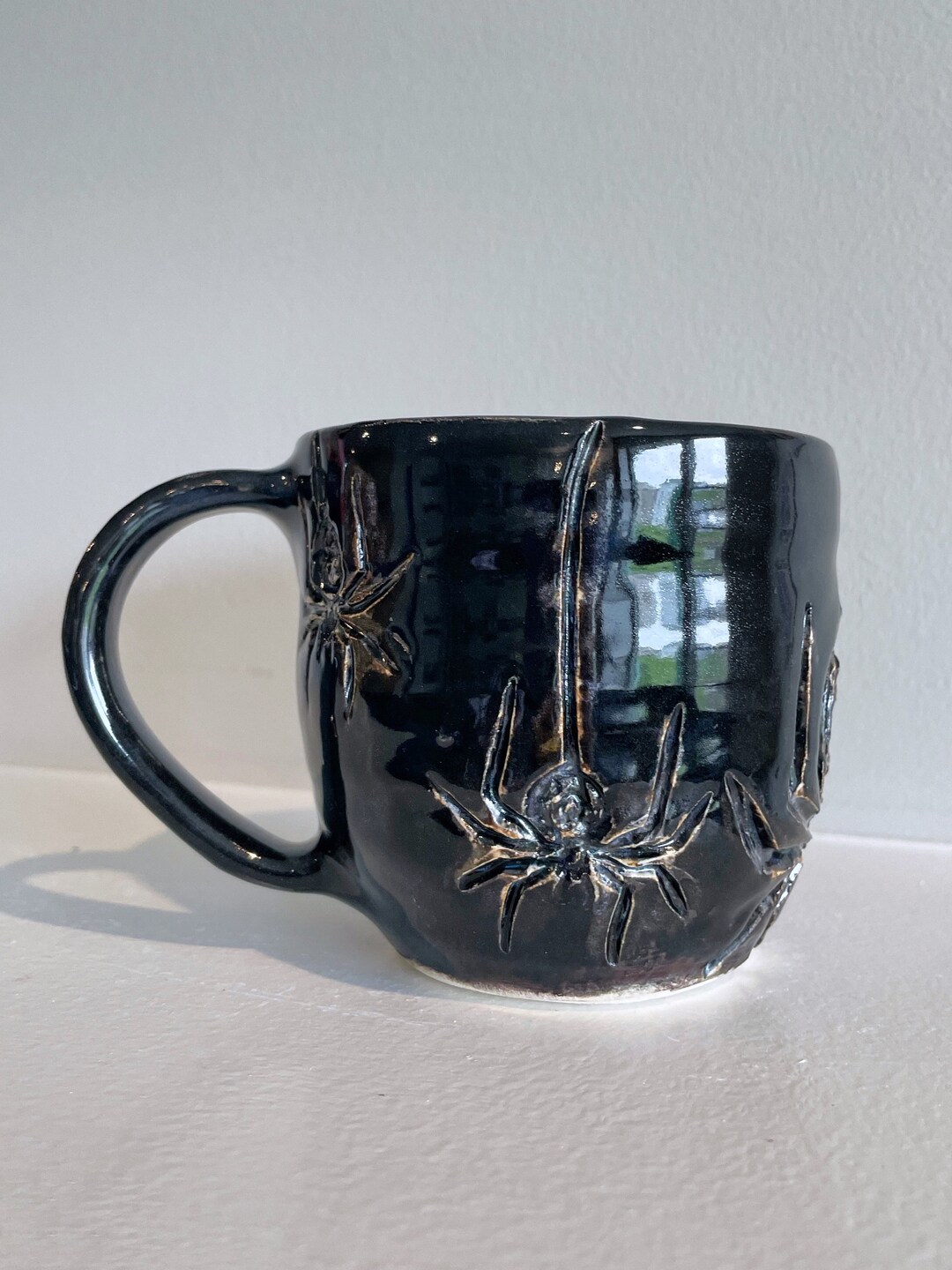 Black Handmade Ceramic Pottery Coffee Tea Mug With Handle With Spider ...