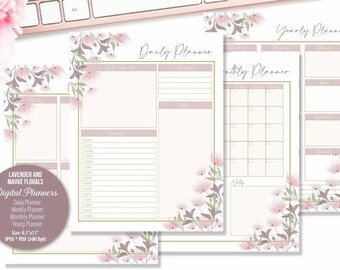 Blue Floral Digital Planner 30-page Digital Planner Undated Canva ...