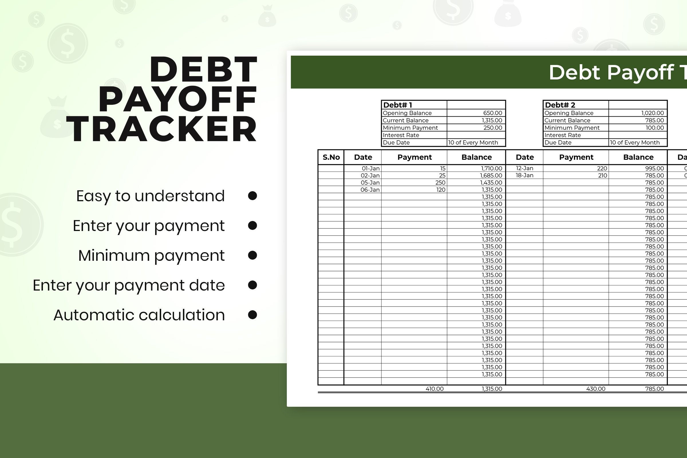 EXCEL Template - Debt Payoff Tracker, Spreadsheet Template, Excel Spreadsheet - Etsy