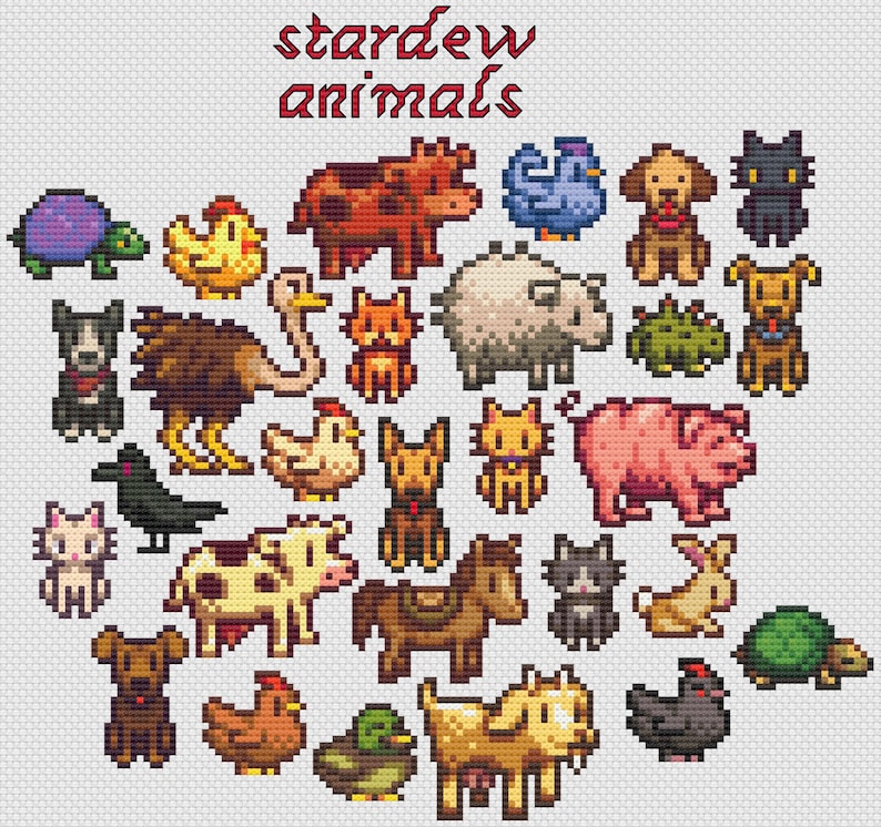 Stardew Valley Animals Cross Stitch Pattern - Etsy