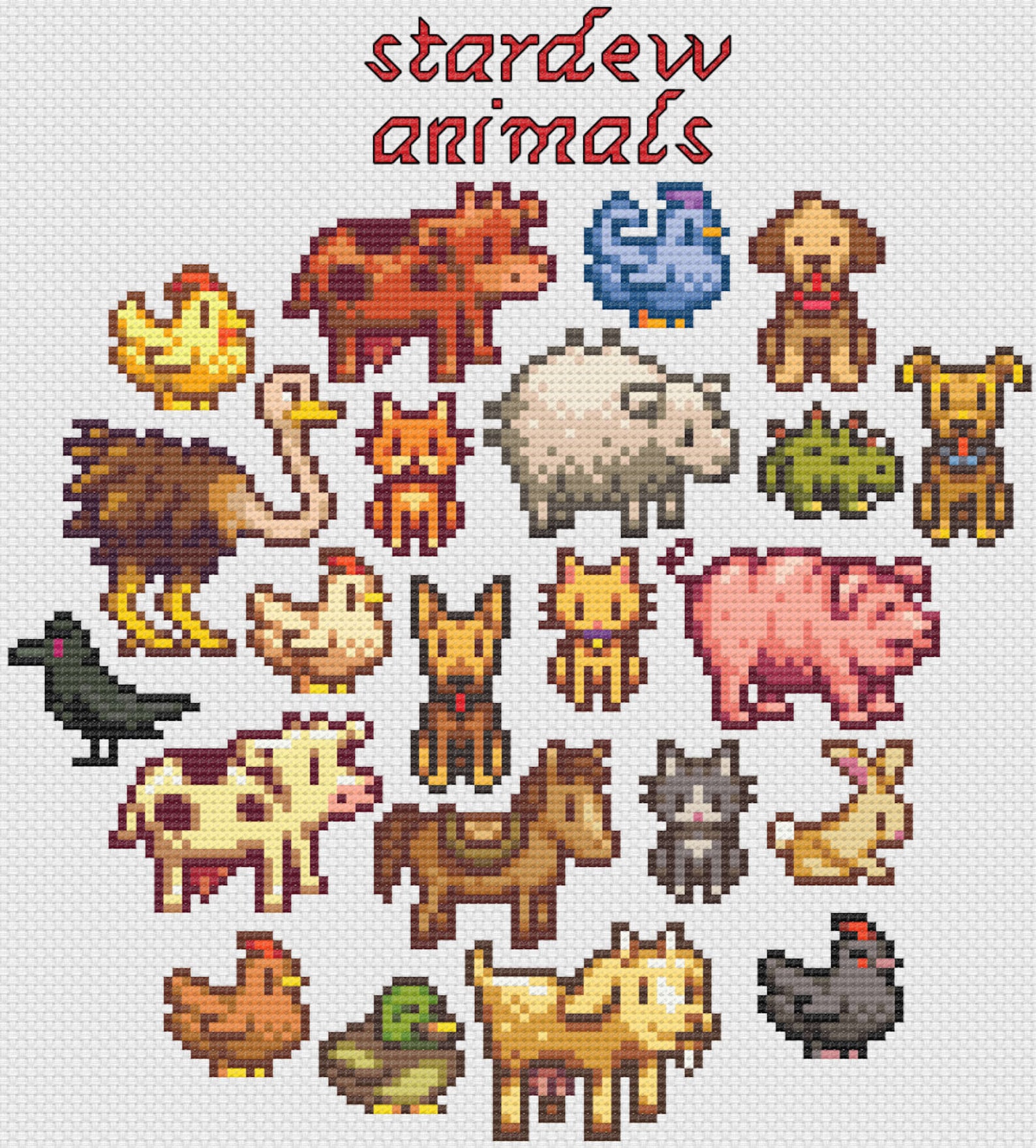 Stardew Valley Animals Cross Stitch Pattern - Etsy