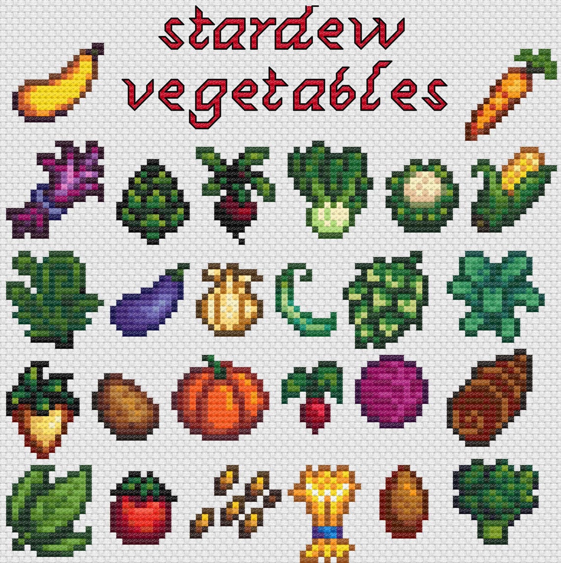 Stardew Valley Vegetables Cross Stitch Pattern - Etsy