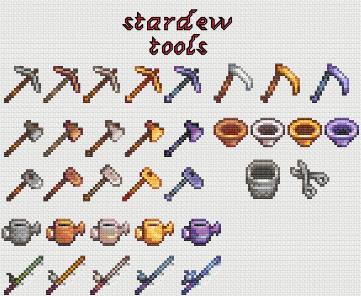Stardew Valley Tools Cross Stitch Pattern - Etsy