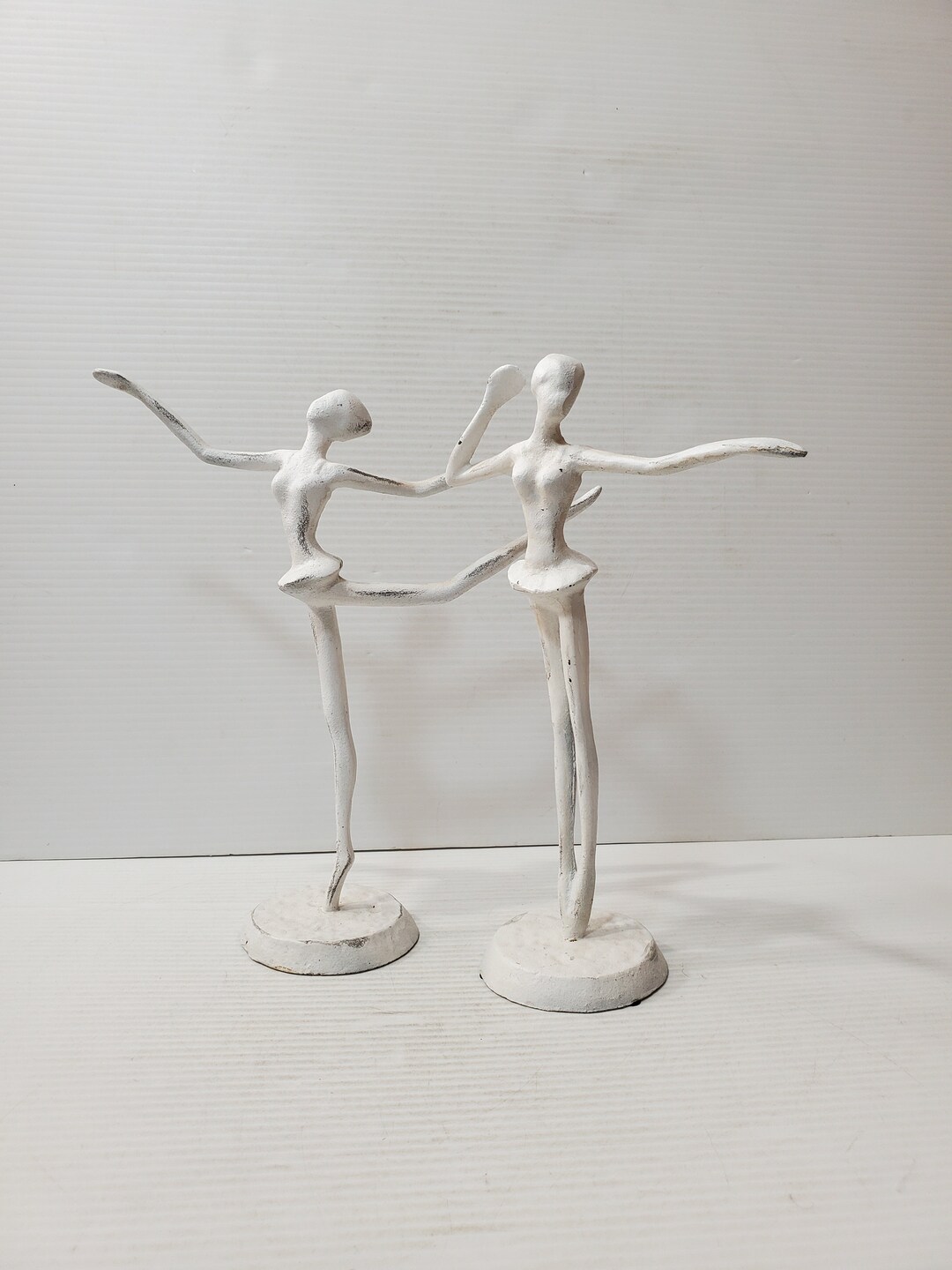 Metal Sculpture Ballerina White Iron Hand Crafted Art Modernist Sleek ...
