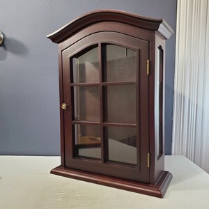 Vintage Wood Glass Cabinet, Trinket Display Case, Wall Mounted, Three ...