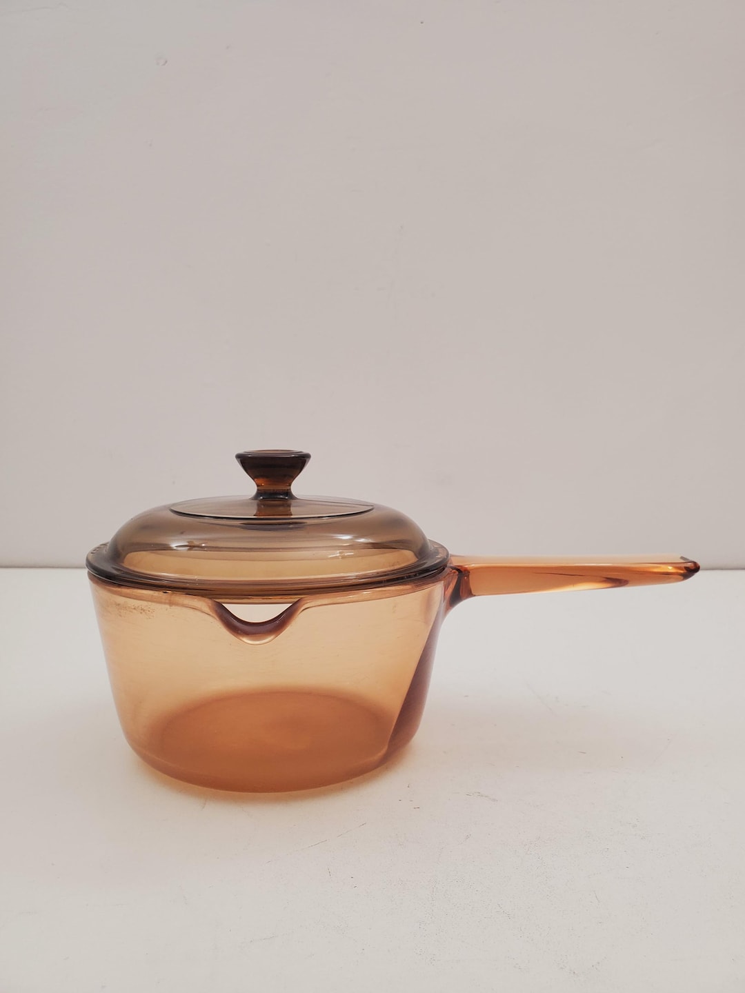 Vintage Corning Visions Visionware Amber Brown Glass 1 Litre Dutch Oven ...