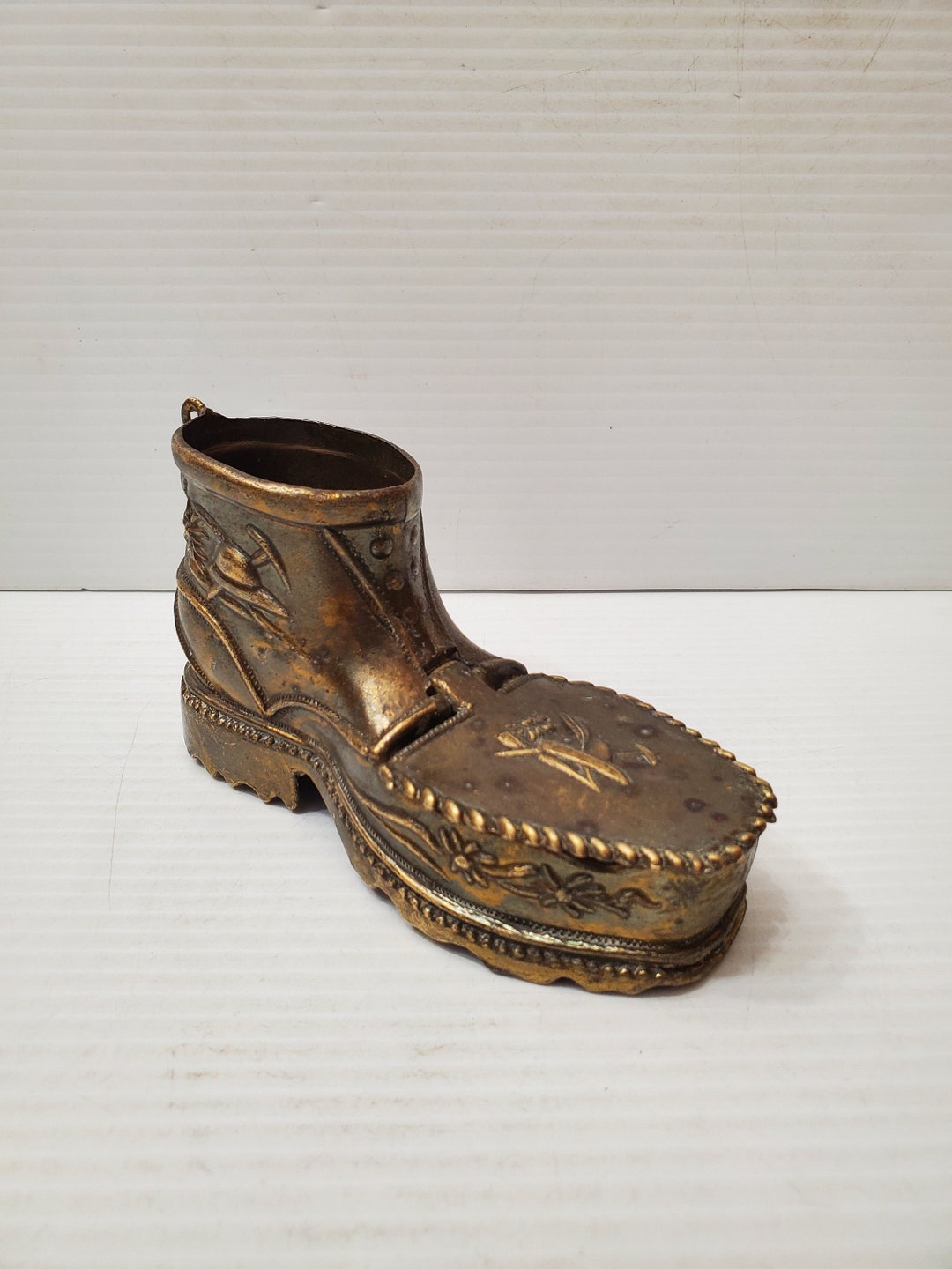 Vintage Brass Boot Brass Boot Trinket Dish Italian Brass Boot Model ...