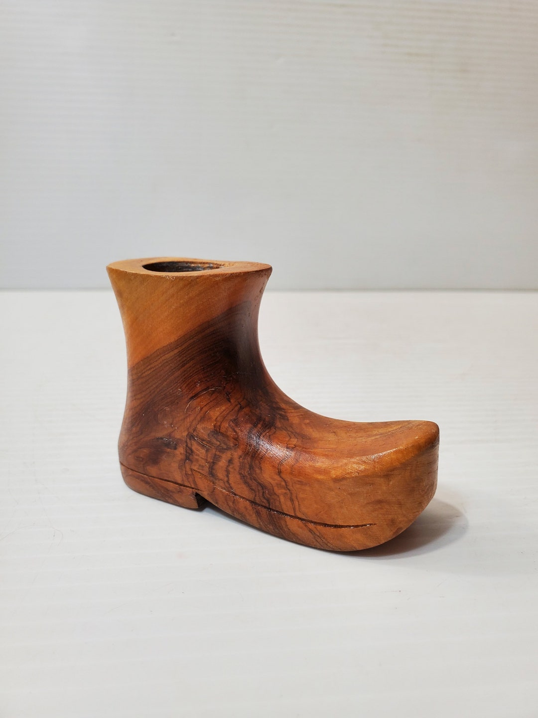 Decorative Hand Carved Wood Clog With Brass Edge || Vintage and Wood ...