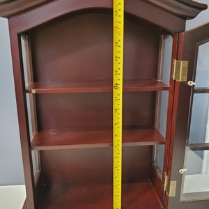 Vintage Wood Glass Cabinet, Trinket Display Case, Wall Mounted, Three ...