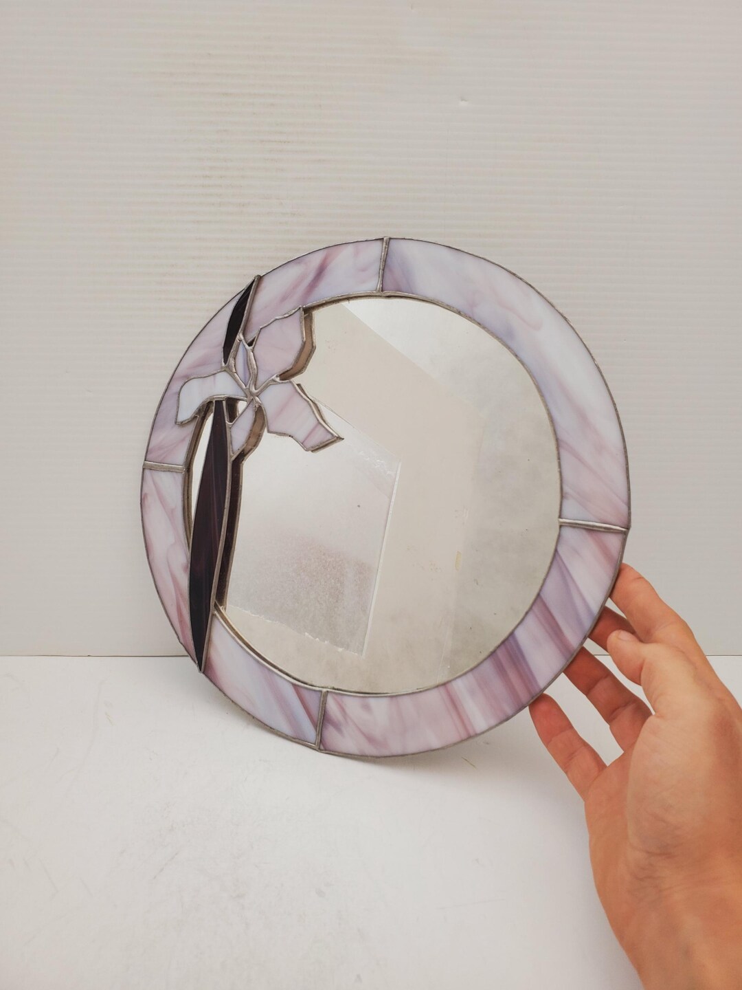 Lily and Cardinal Mirror Stained Glass Panel Hanging Mirror Mother's ...