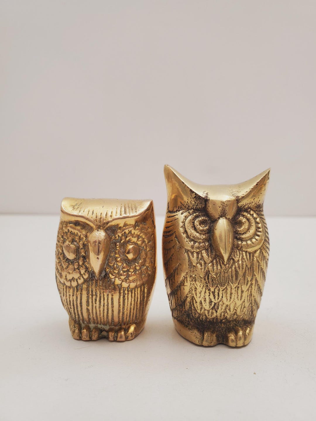 Vintage Set of 2 Solid Brass Owls - Owls Figurines Vintage Brass ...
