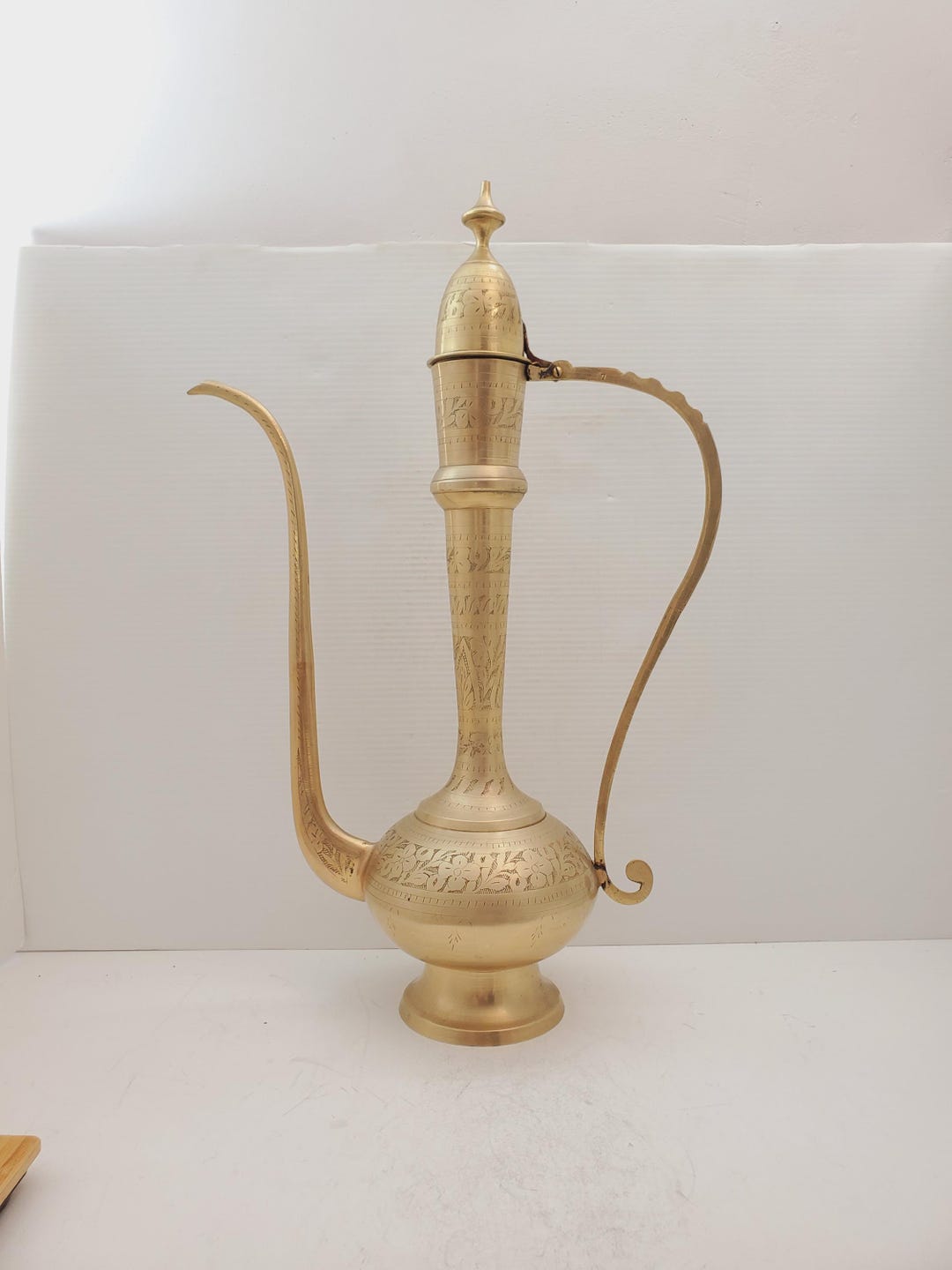 Antique Brass Ewer, Engraved Brass Pitcher, Handmade Brass Ewer - Etsy