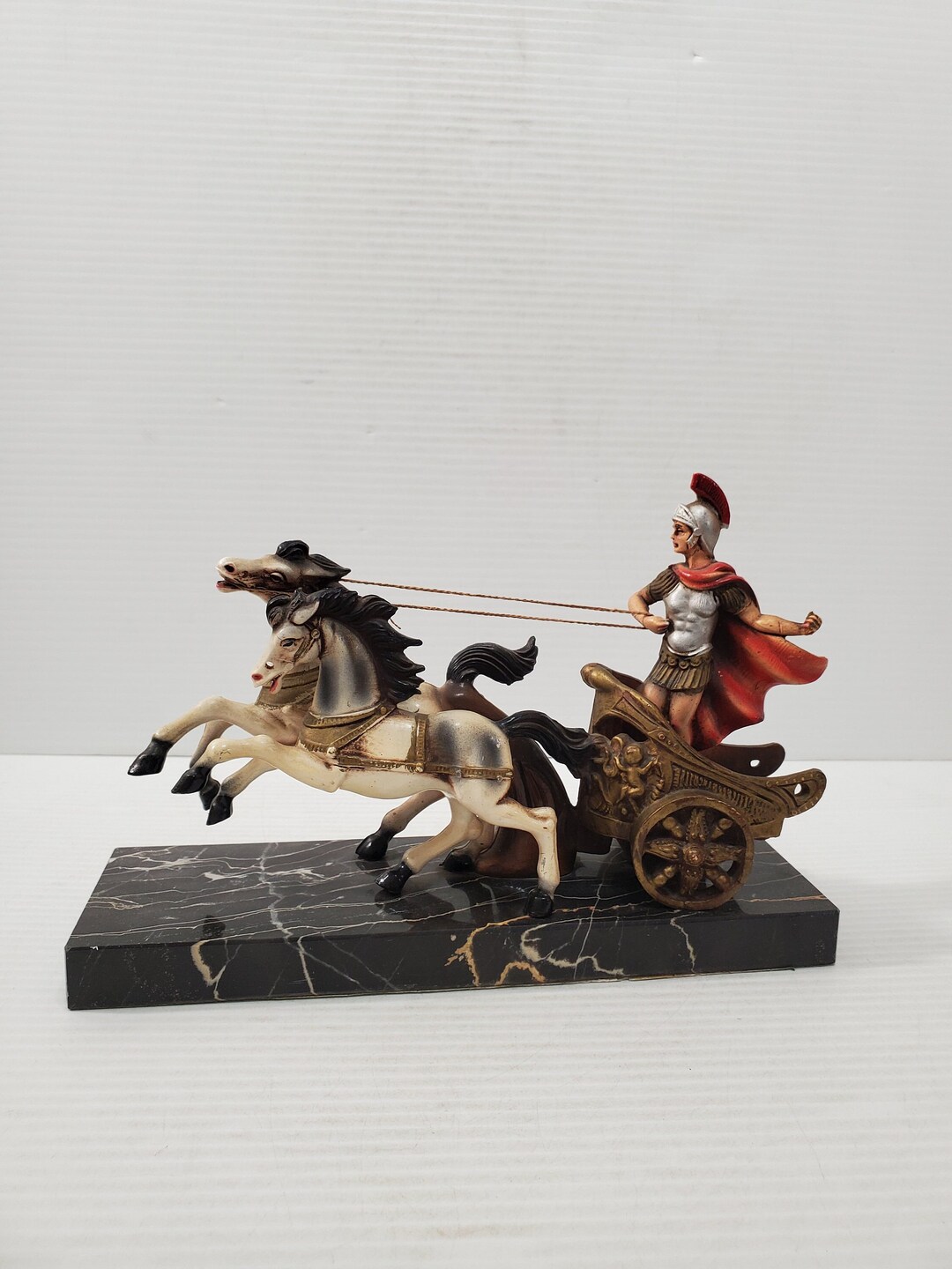 Antique Roman Chariot Warrior Horses Cart Sculpture Made in Italy ...