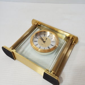 Vintage Clock Beveled Glass Quartz Clock - Vintage Desk Table or Mantle ...