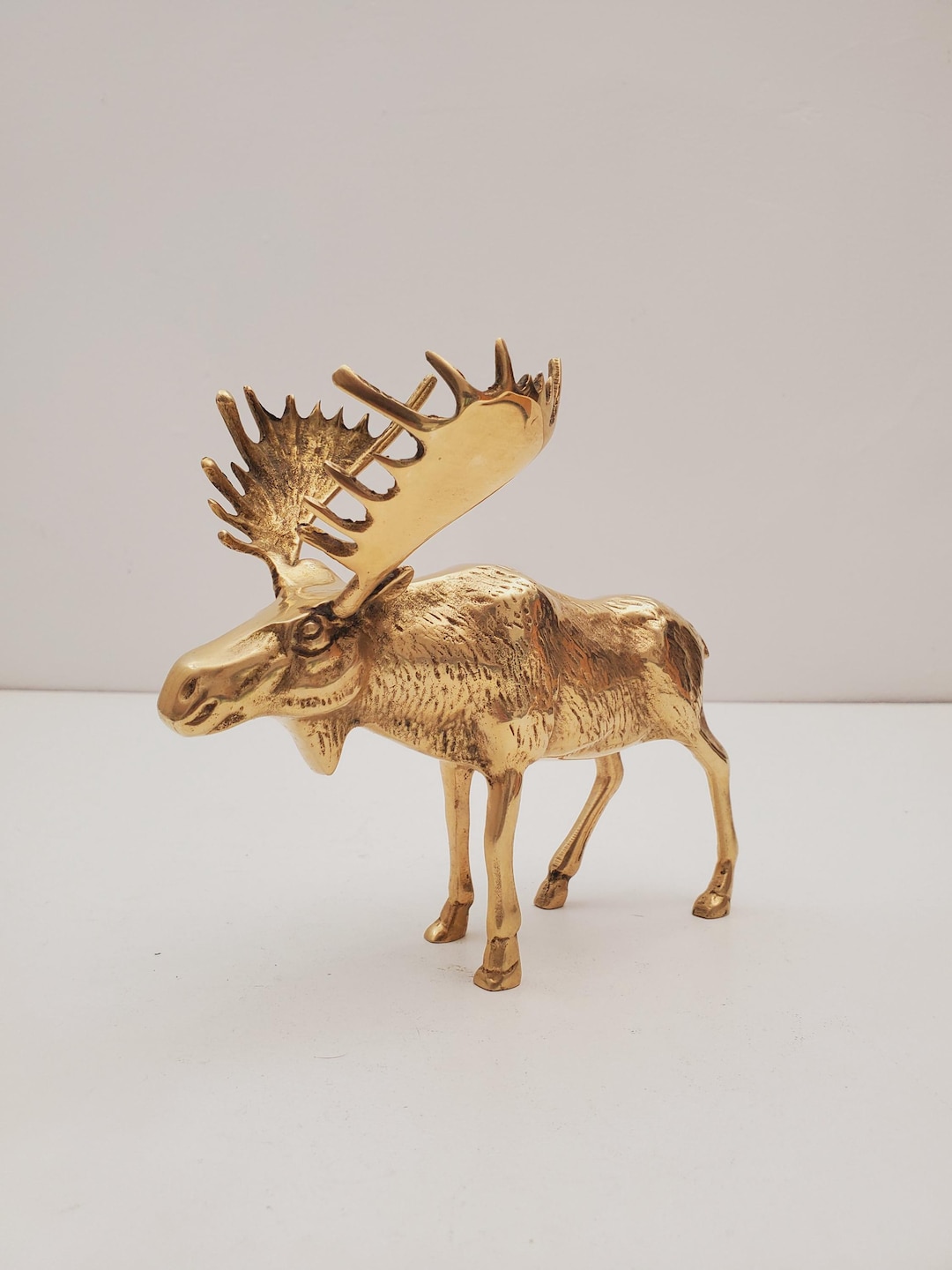 Vintage Solid Brass Moose Figurine - Vintage Brass Moose Sculpture ...