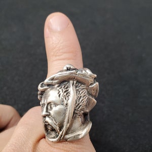 Sterling Silver Face Ring Man Face Ring Mask Ring Portrait Ring Ancient ...