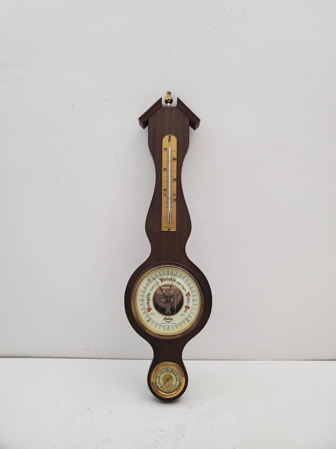 Fischer Sheraton Weather Station,big Large Thermometer Barometer ...