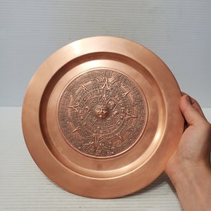 Vintage 11.5" Mexican Aztec Embossed Copper Metal Wall Calendar Plaque ...