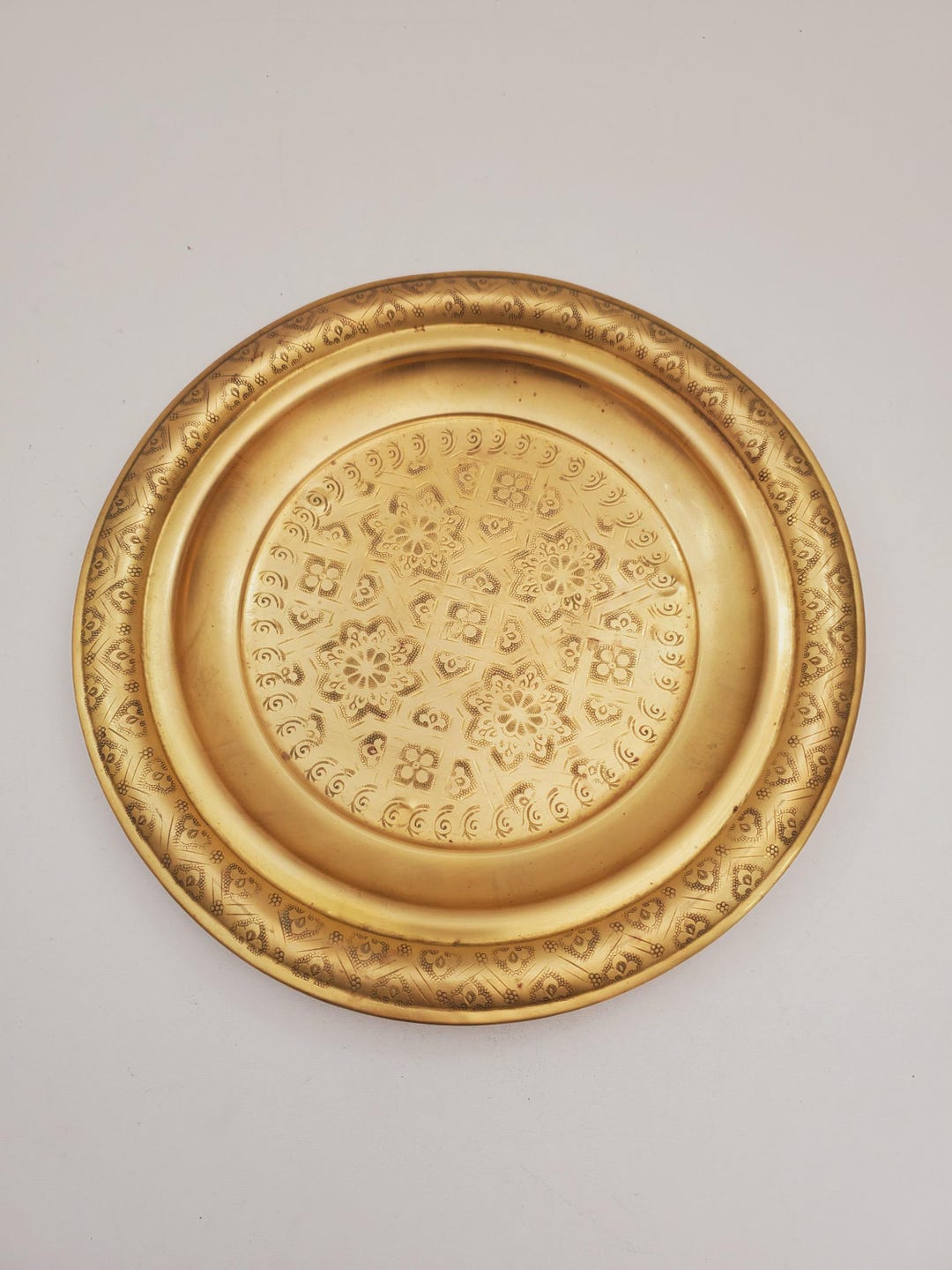 Vintage Brass Plate,small Brass Plate, Carved Trincket Plate, Carved ...