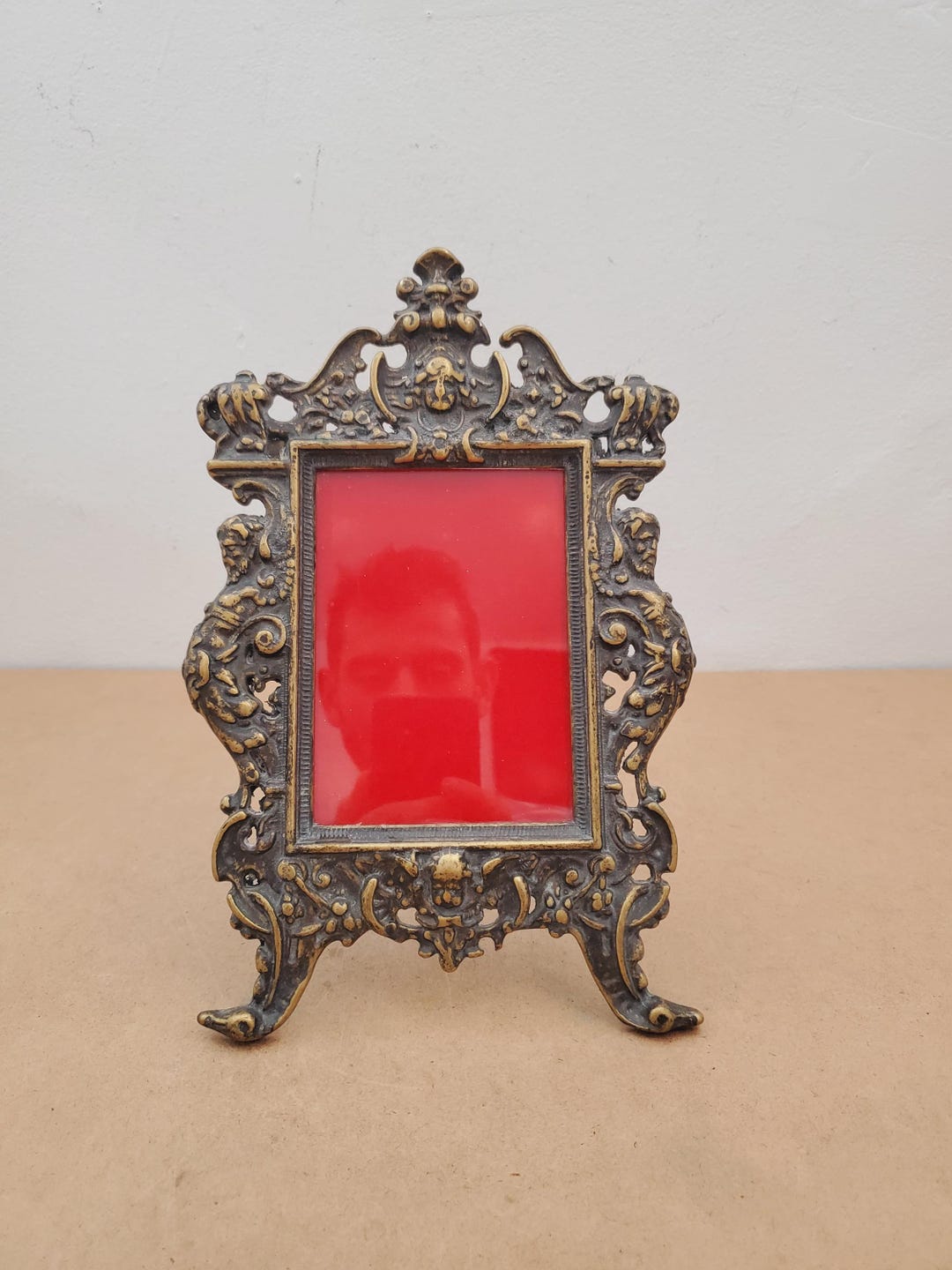 Antique Art Nouveau Picture Frame, 1900's , Flower, Metal Vintage Frame ...