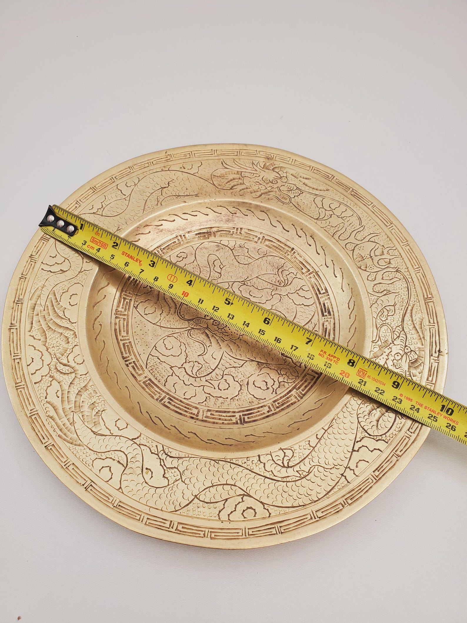 Vintage Brass Plate,small Brass Plate, Carved Trincket Plate, Carved ...