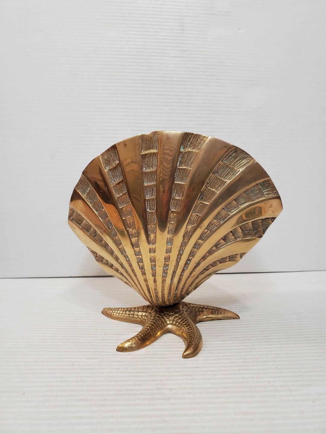 MCM HUGE Brass Clam Shell on Starfish Base Nautical Magazine Rack - Etsy