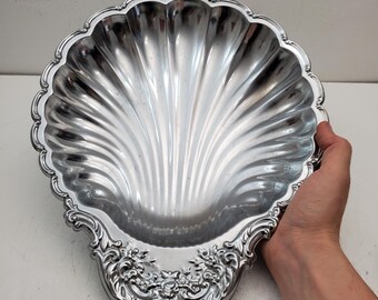 Vintage Ornate Silver Plated Clam Shell Bowl - Dish- Aged - Etsy