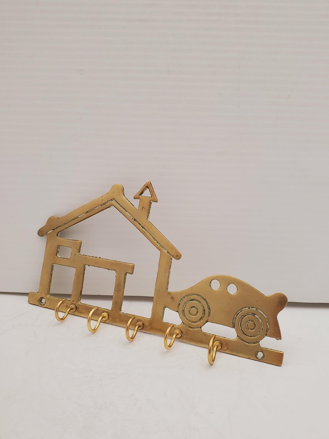 Vintage Brass Wall Key Holder Rack With Five (5) Hooks | Mid Century ...