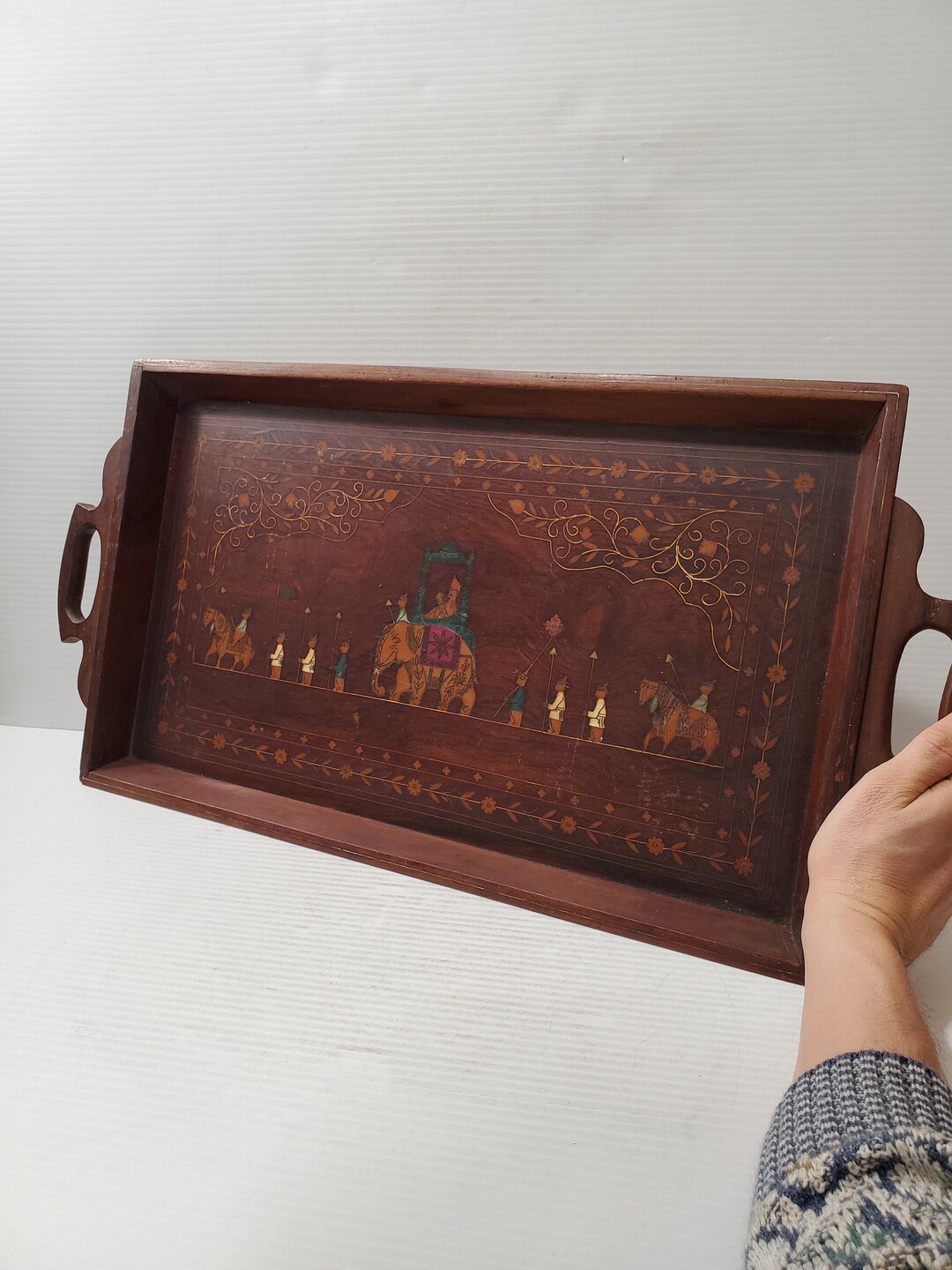 Vintage Wood Tray Walnut Tray Catch All Tray Entryway Tray Tray Wood ...