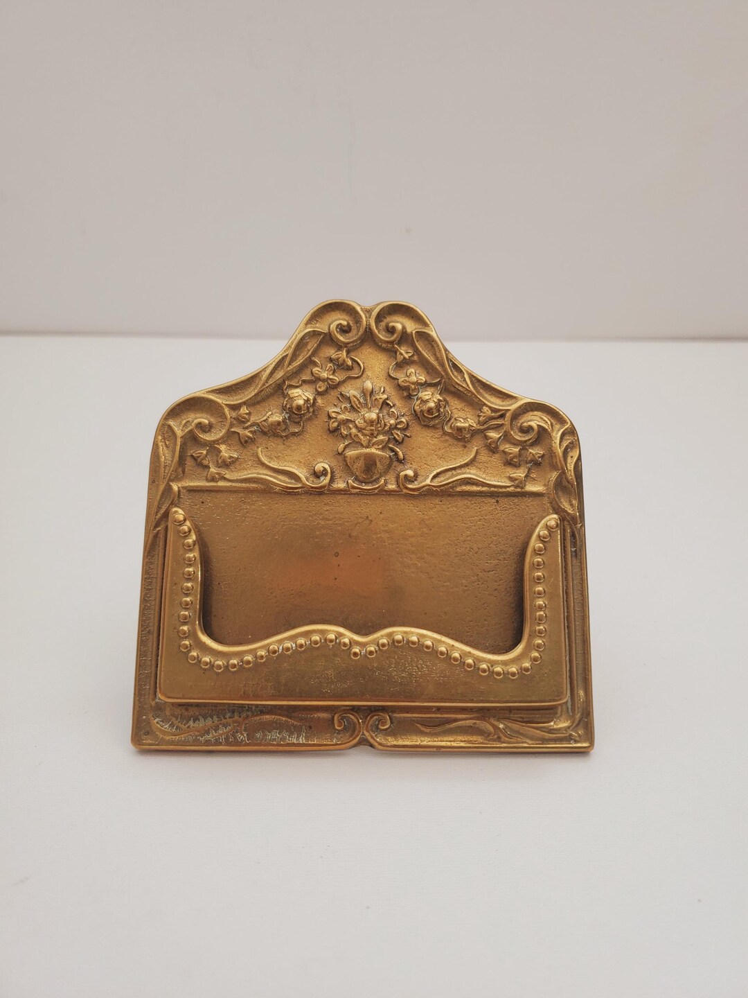 Vintage Brass Business Card Holder - Vintage Art Nouveau Style Business ...