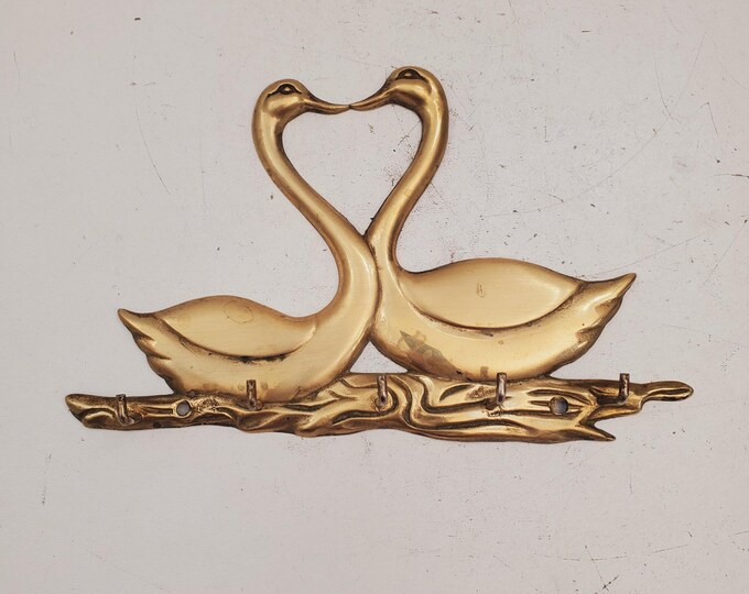 Vintage Brass Wall Key Holder Rack With Five (5) Hooks | Mid Century ...