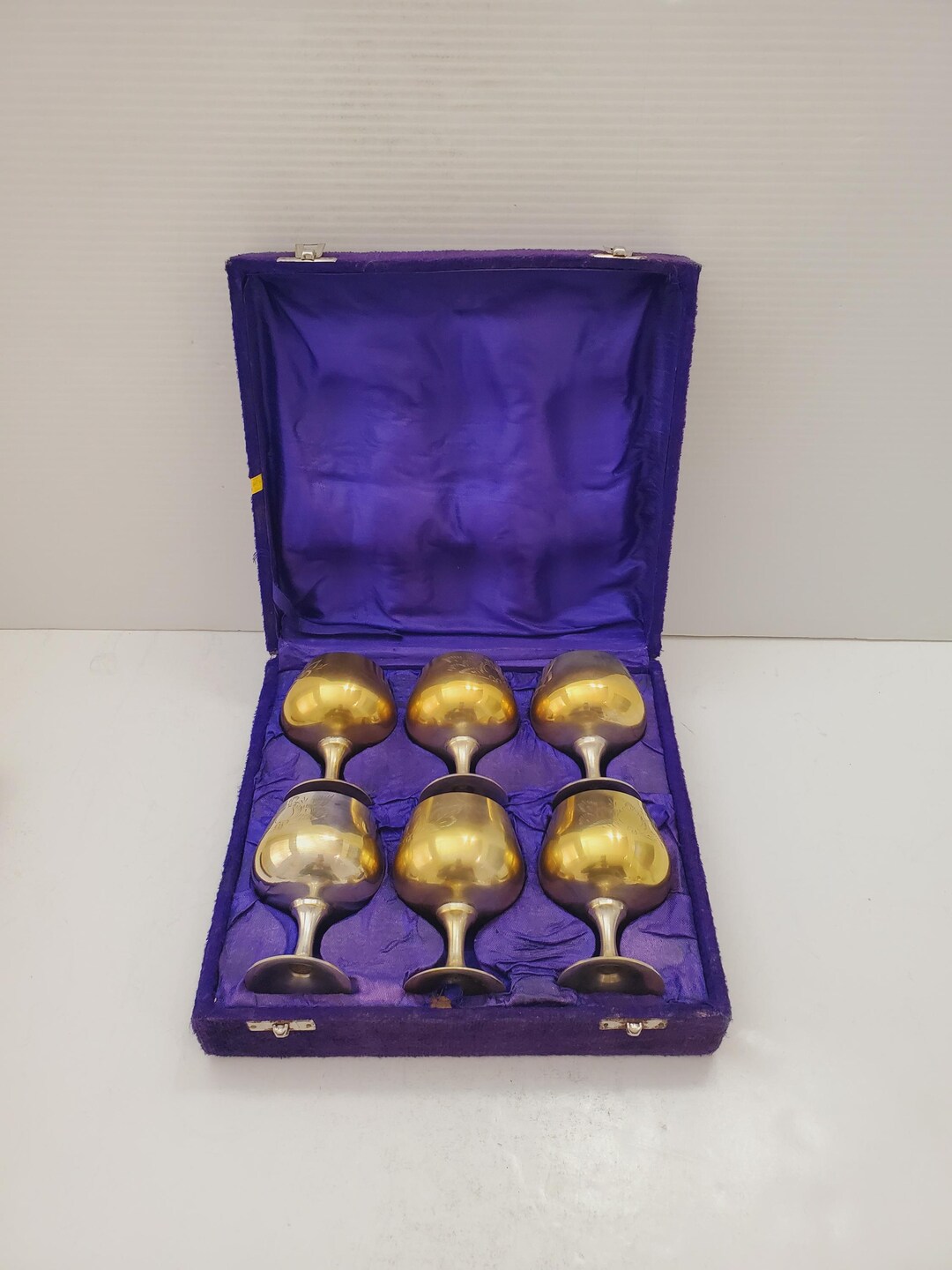 Vintage Silver and Gold Drinking Goblets Boxed Set of Six || Six Small ...