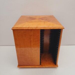 Vintage Rotating Wood CD Holder Carousel, Compact Disc Rack Wooden CD ...