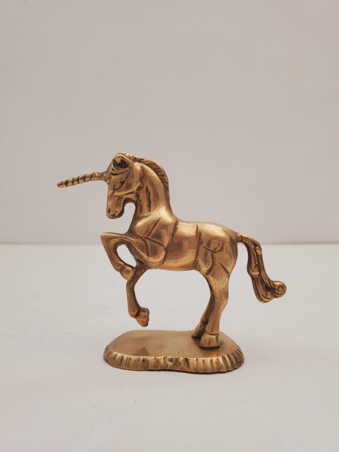 Vintage 70s Solid Brass Unicorn Statue Art Figure Heavy - Fantasy Decor ...