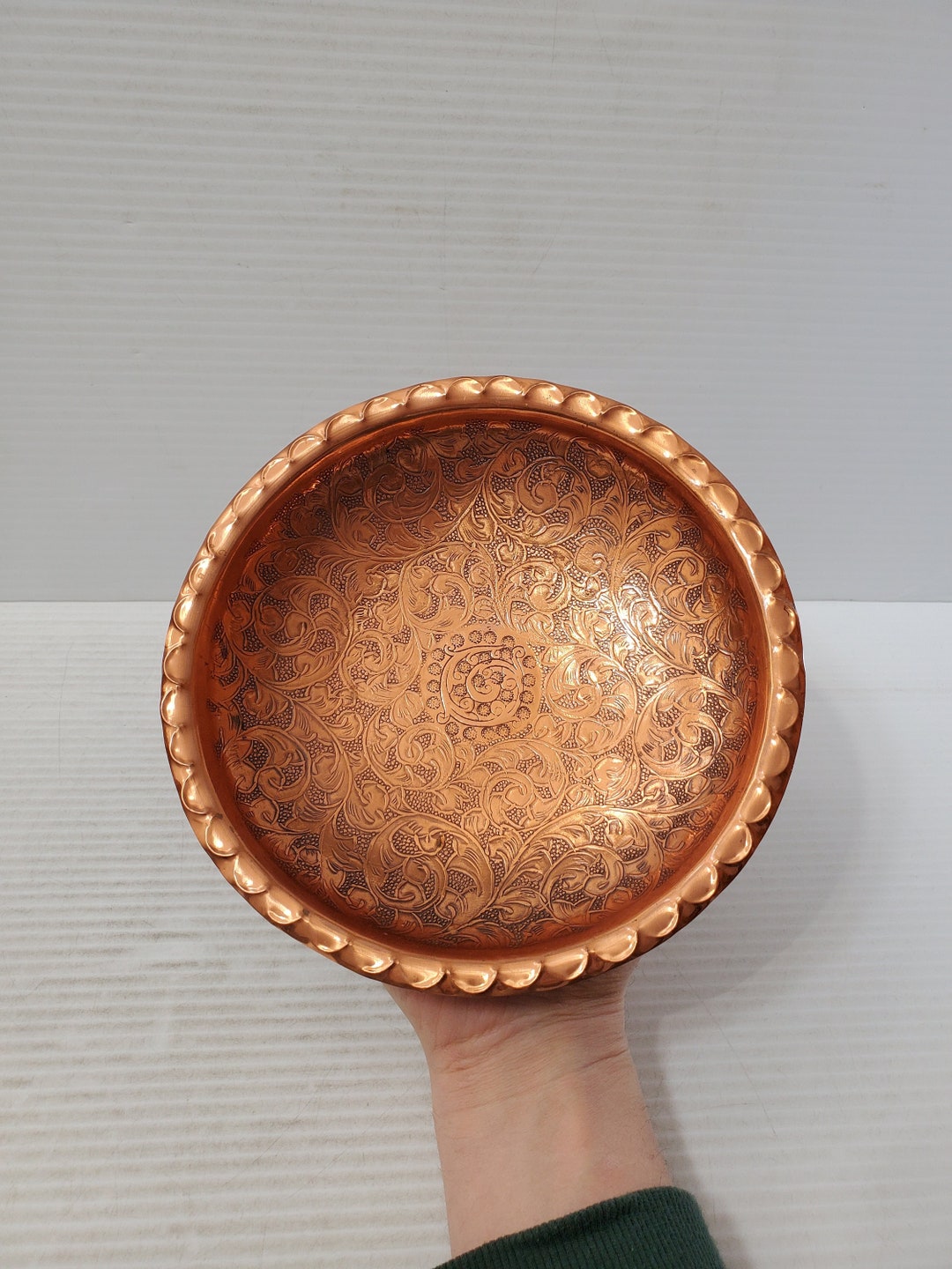 Vintage Etched Copper Tray.copper Tray Table Top.copper Table Top ...