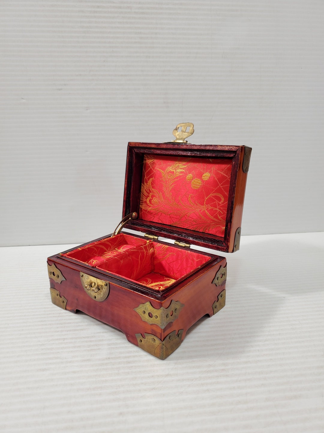 Vintage Oriental Box, Chinoiserie Jewelry Box, Chinese Wooden Box With ...