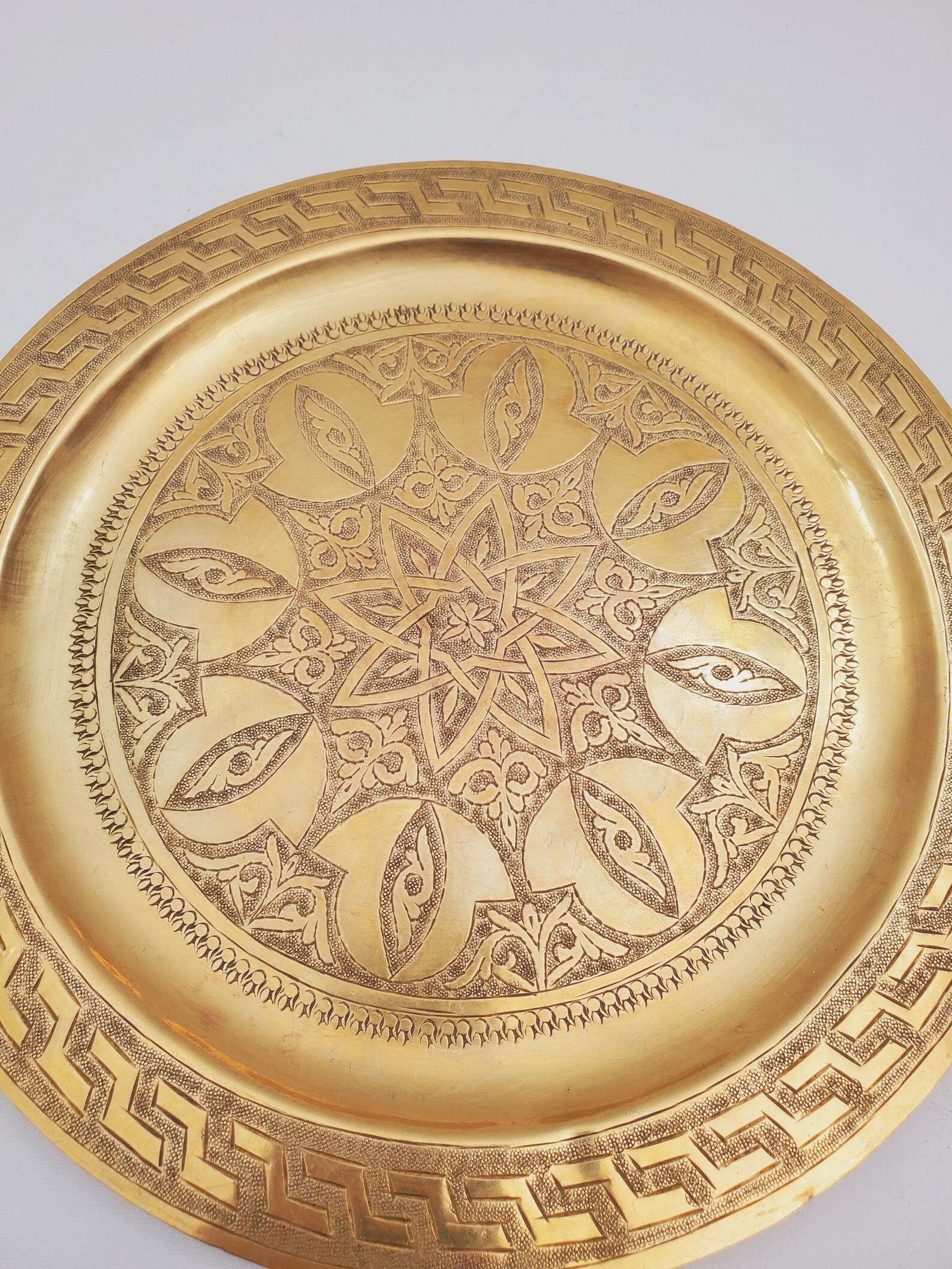 Vintage Brass Plate,small Brass Plate, Carved Trincket Plate, Carved ...