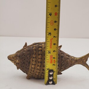 Vintage Indian Dhokra Fish Sculpture - Brass Fish Figurine ...