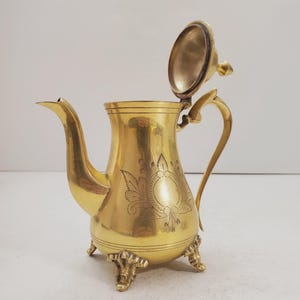 Vintage Brass Footed Tea/coffee Pot , Made in Saudi Arabia , Brass ...