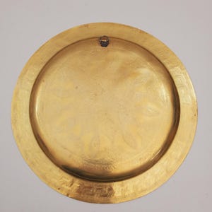 Vintage Brass Plate,small Brass Plate, Carved Trincket Plate, Carved ...